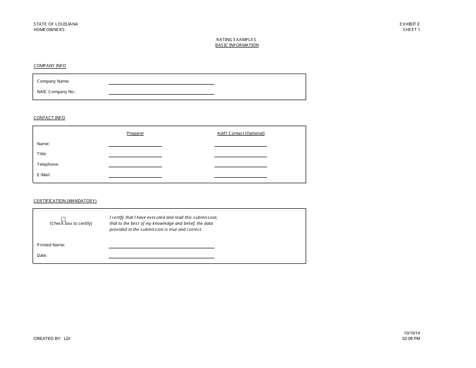 Louisiana Rating Examples - Homeowners - Fill Out, Sign Online and ...