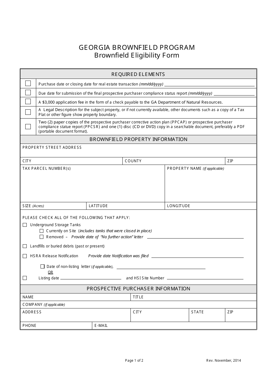 Georgia (United States) Brownfield Eligibility Form Download Printable ...