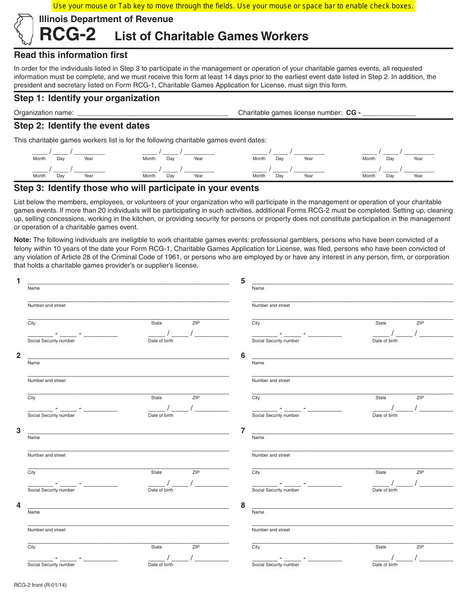 Form RCG-2 - Fill Out, Sign Online and Download Fillable PDF, Illinois ...