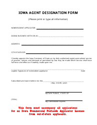 Iowa Iowa Agent Designation Form Download Fillable PDF | Templateroller