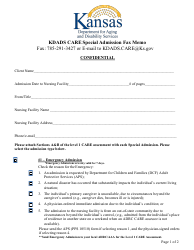Kansas Kdads Care Special Admission Fax Memo - Fill Out, Sign Online ...