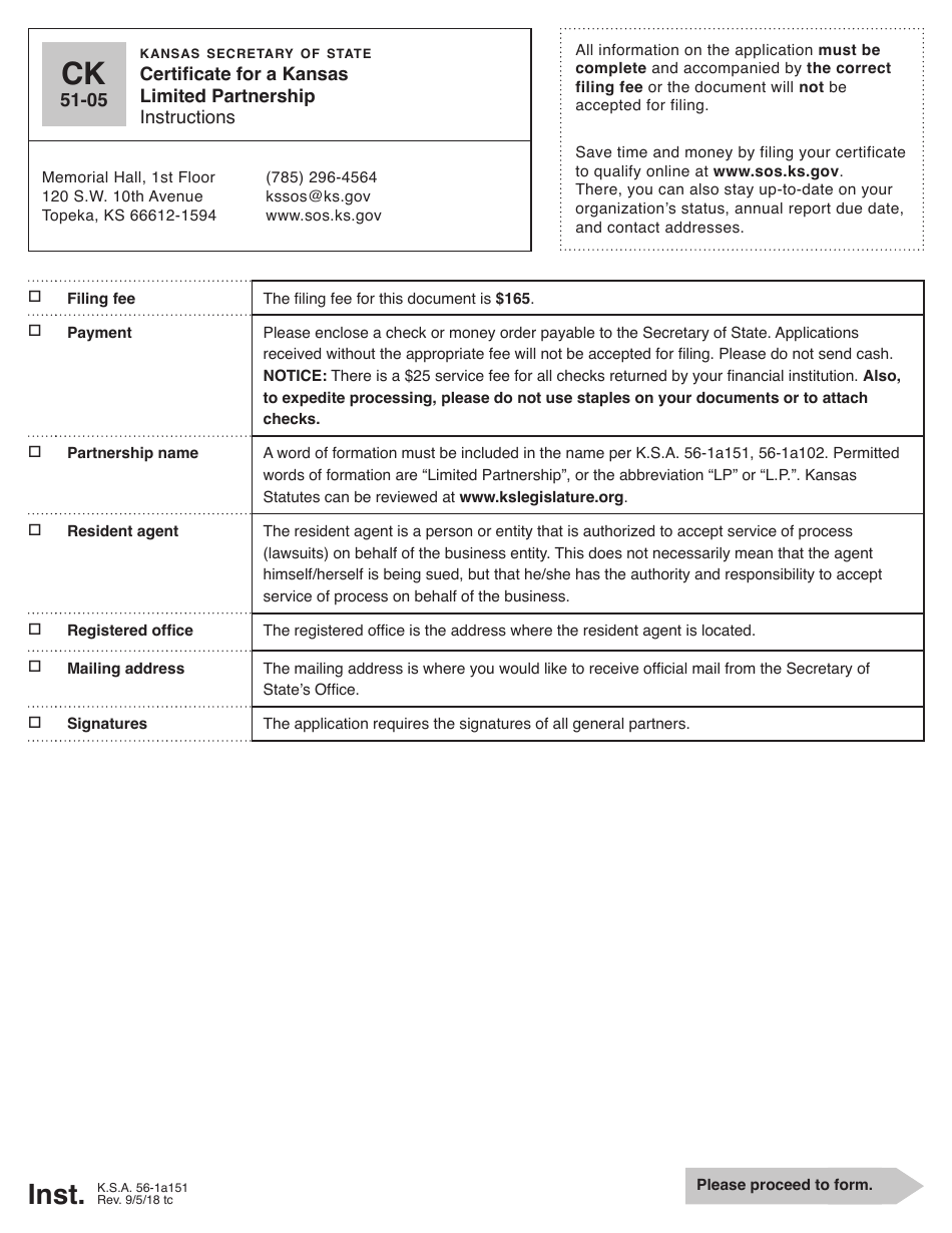 Form CK51-05 Download Fillable PDF or Fill Online Certificate for a ...