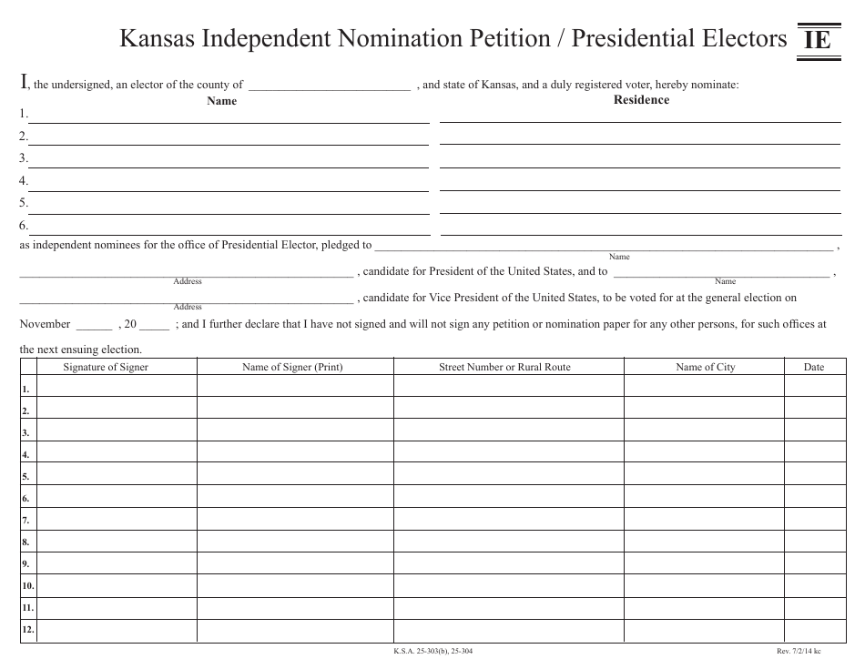 Form IE - Fill Out, Sign Online and Download Printable PDF, Kansas ...