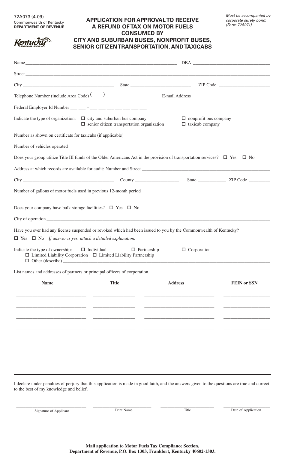Form 72A073 - Fill Out, Sign Online and Download Printable PDF ...