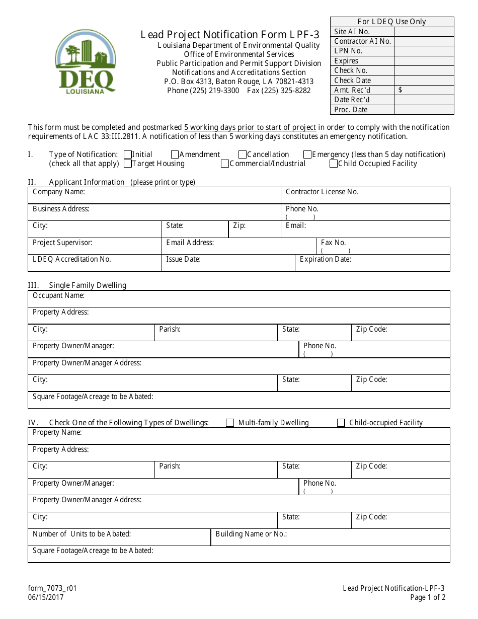 Form LPF-3 (7073) - Fill Out, Sign Online and Download Printable PDF ...