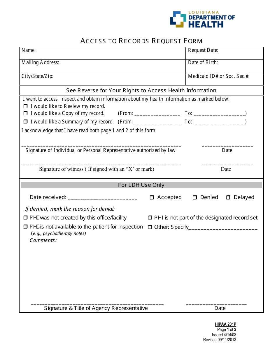 Form 201P - Fill Out, Sign Online and Download Printable PDF, Louisiana ...