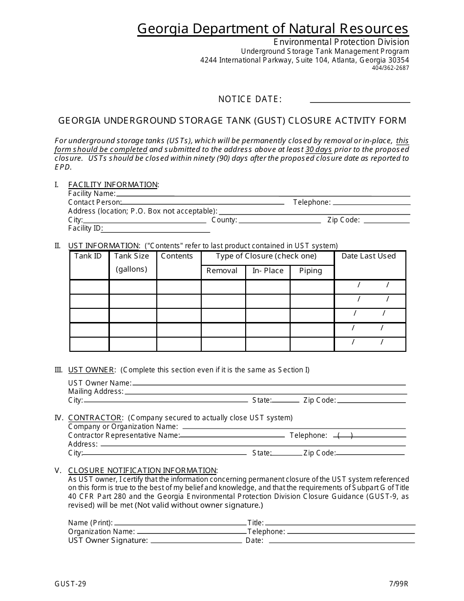 Form GUST-29 - Fill Out, Sign Online and Download Printable PDF ...
