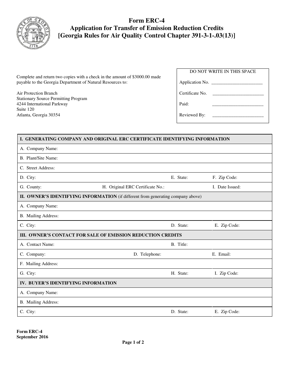 Form ERC-4 - Fill Out, Sign Online and Download Printable PDF, Georgia ...
