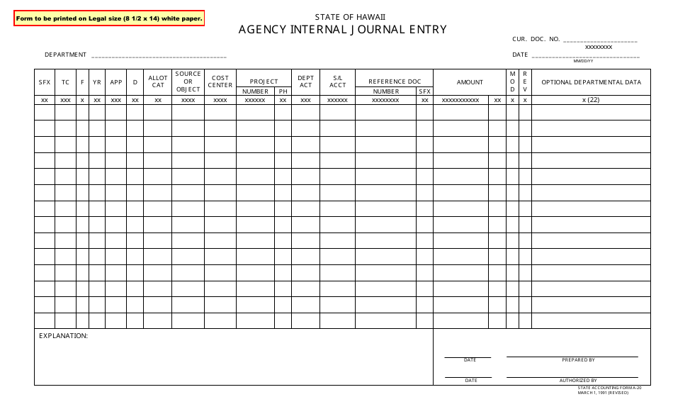Form A-20 - Fill Out, Sign Online and Download Fillable PDF, Hawaii ...