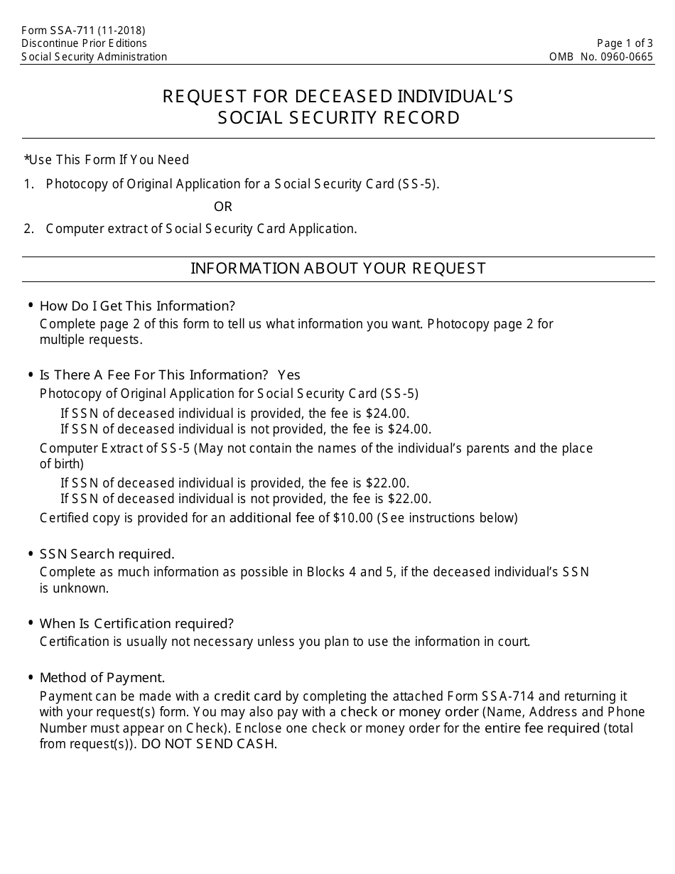 Form SSA-711 - Fill Out, Sign Online and Download Fillable PDF ...