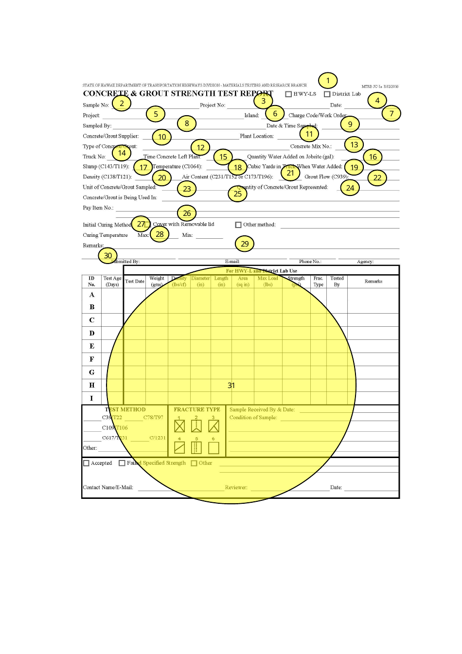 Download Instructions for Form MTRB JC-1A, MTRB VJC-3A Concrete & Grout ...