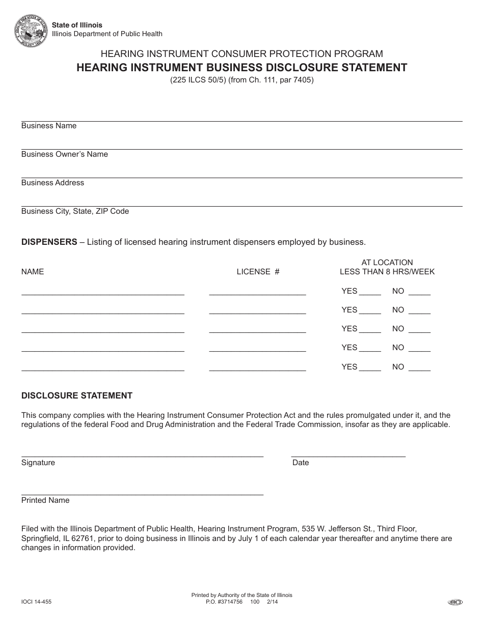 Form IOCI14-455 - Fill Out, Sign Online and Download Printable PDF ...