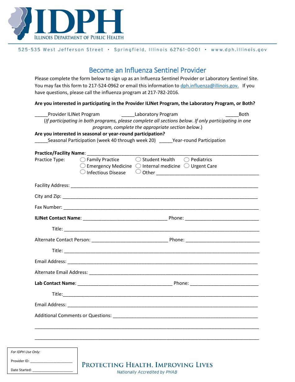 Illinois Become an Influenza Sentinel Provider - Fill Out, Sign Online ...