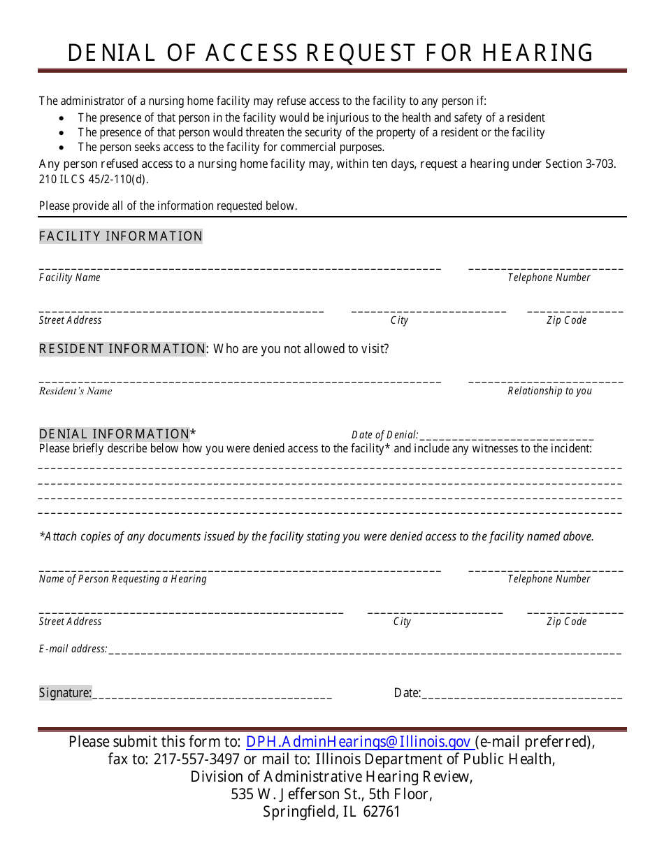 Illinois Denial of Access Request for Hearing - Fill Out, Sign Online ...
