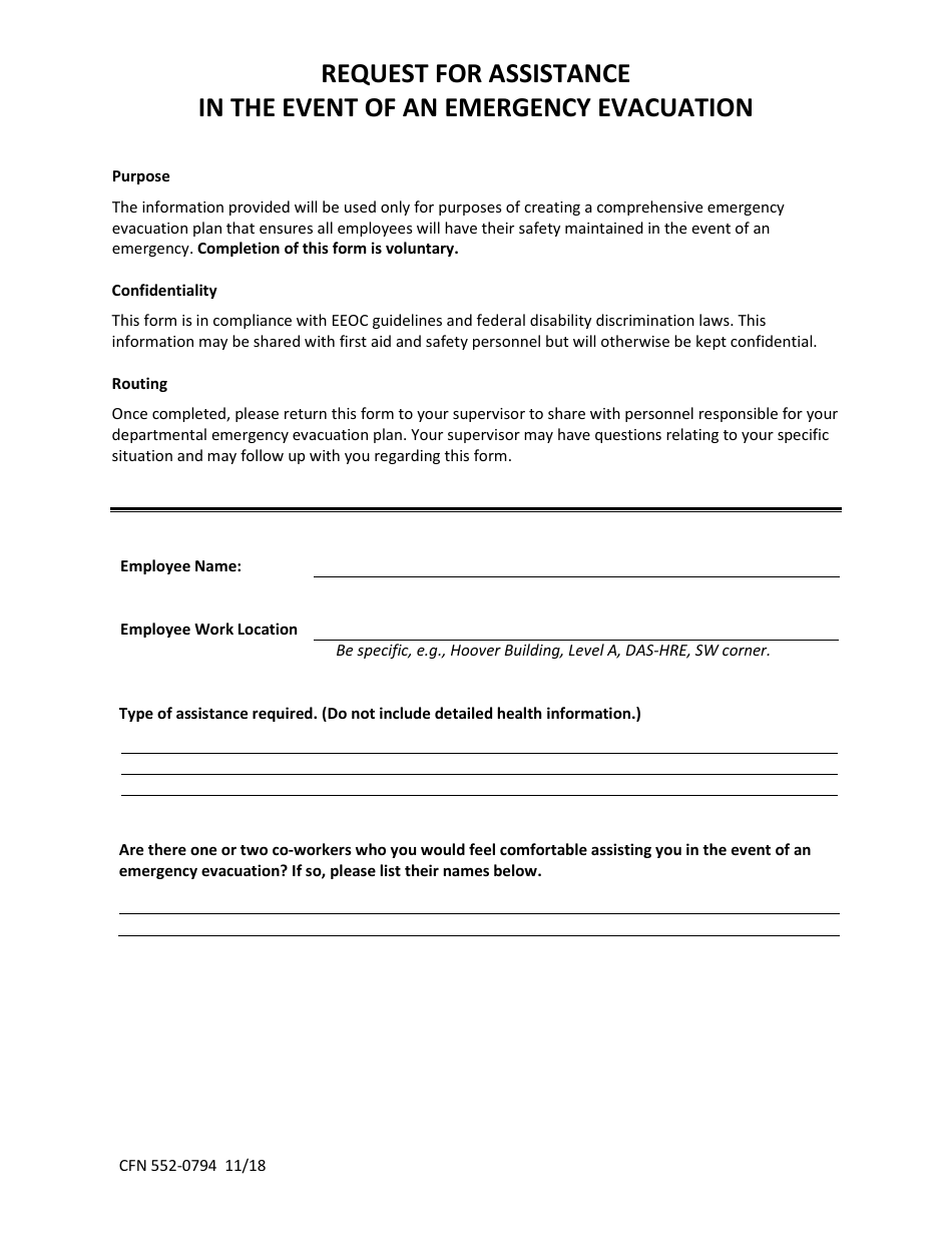 Form CFN552-0794 Download Fillable PDF or Fill Online Request for ...