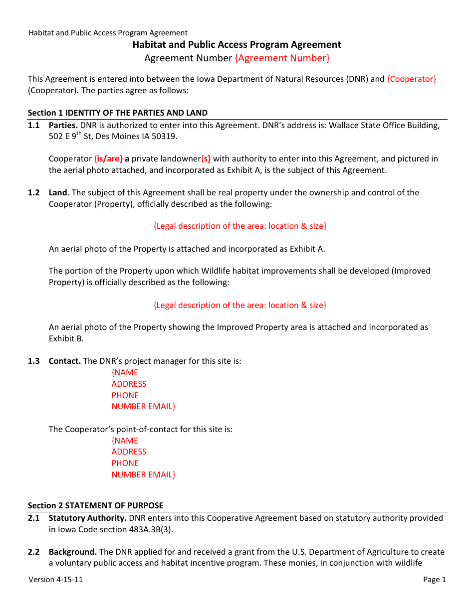 Iowa Habitat and Public Access Program Agreement - Fill Out, Sign ...