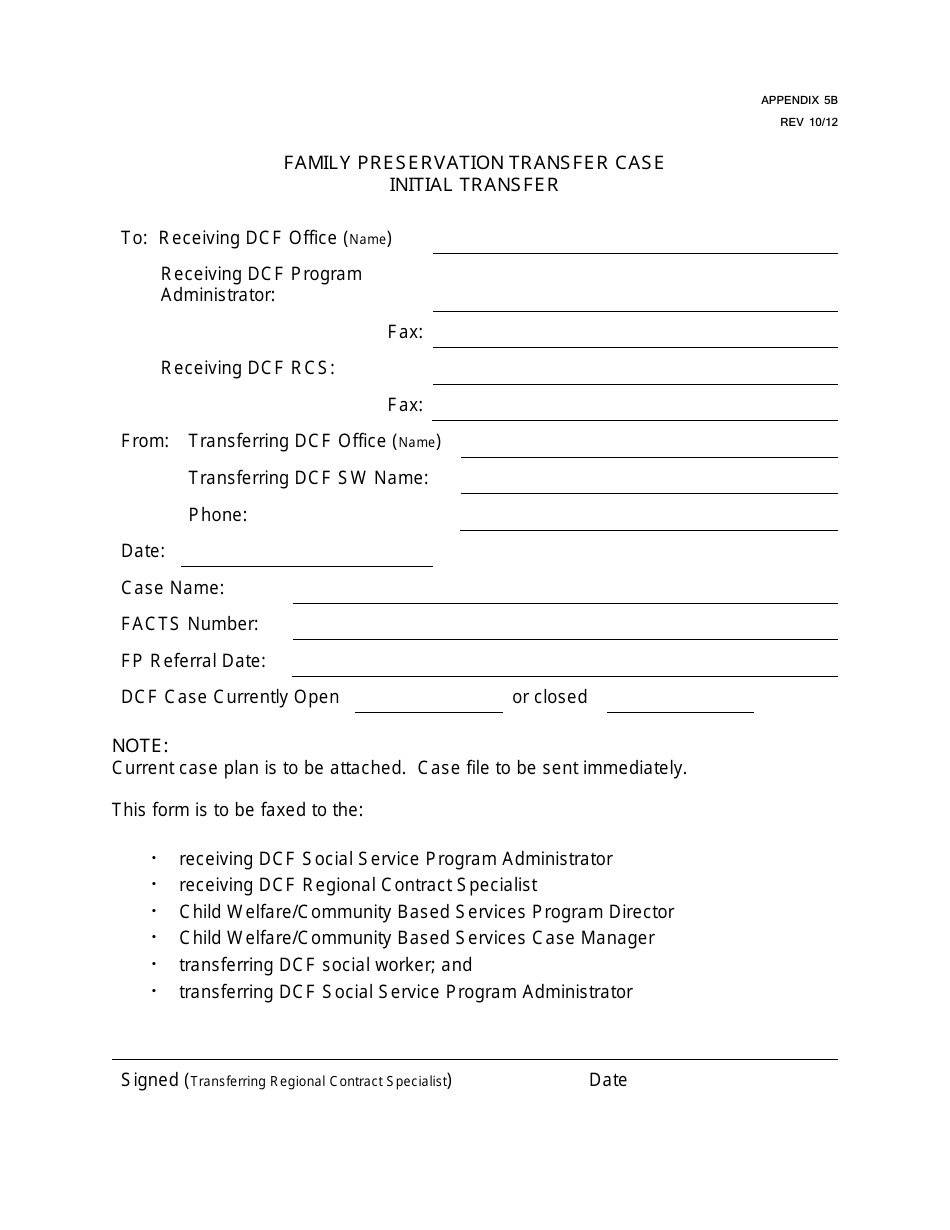 Kansas Family Preservation Transfer Case - Initial Transfer - Fill Out ...