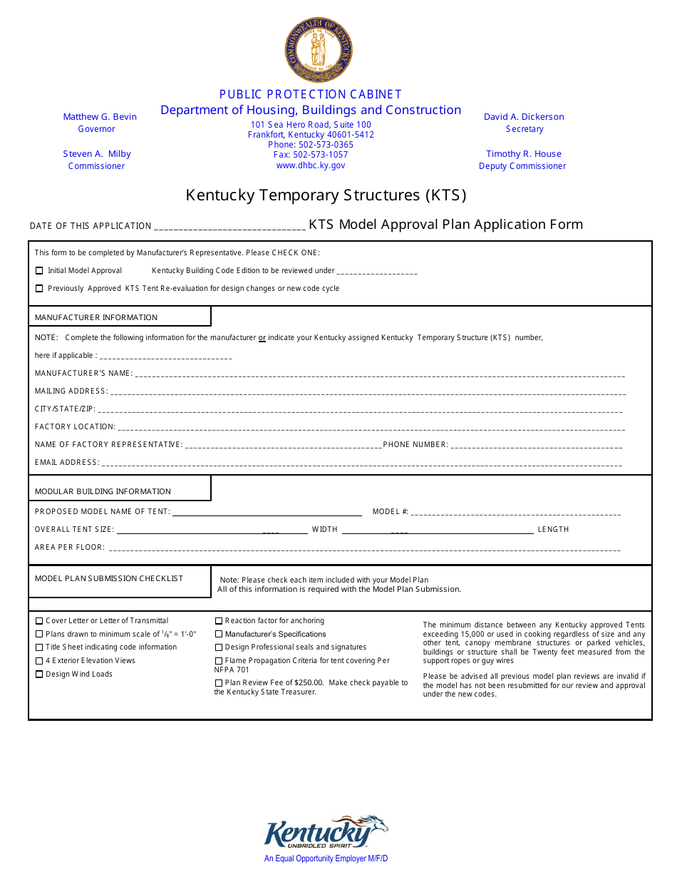 Kentucky Kts Model Approval Plan Application Form - Fill Out, Sign Online and Download PDF ...