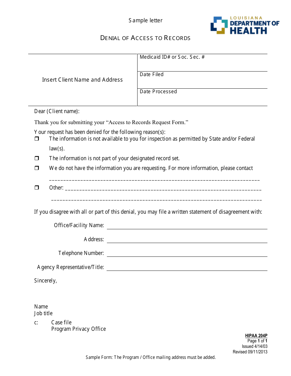 Form 204P - Fill Out, Sign Online and Download Printable PDF, Louisiana ...
