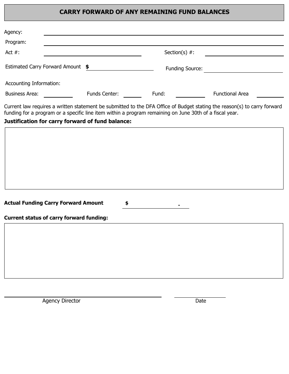 Arkansas Carry Forward of Any Remaining Fund Balances - Fill Out, Sign ...