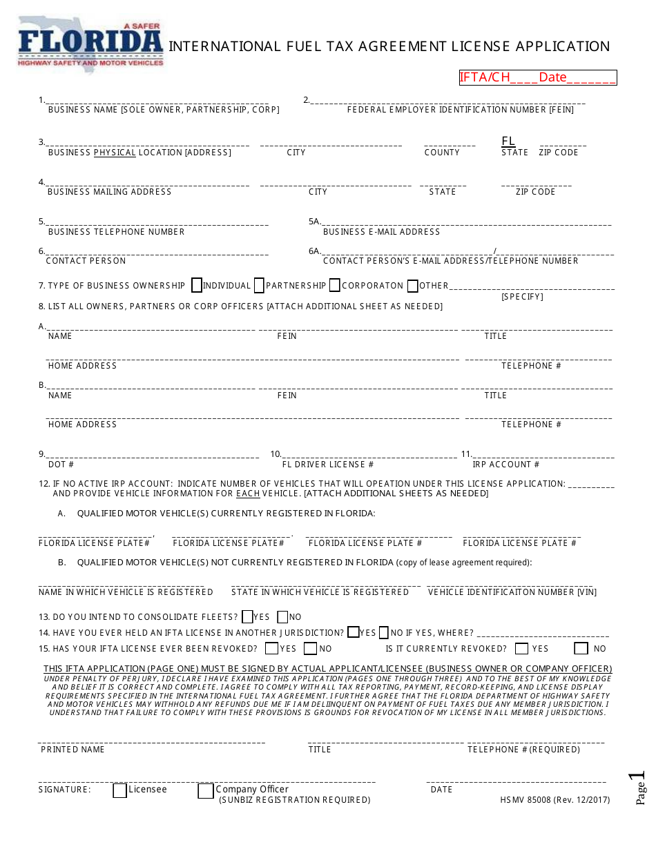 Form HSMV85008 - Fill Out, Sign Online and Download Fillable PDF ...
