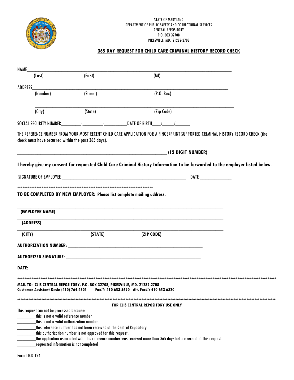 Form ITCD-124 - Fill Out, Sign Online and Download Printable PDF ...