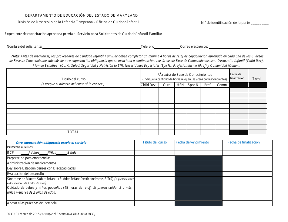 Formulario OCC101 - Fill Out, Sign Online and Download Printable PDF ...