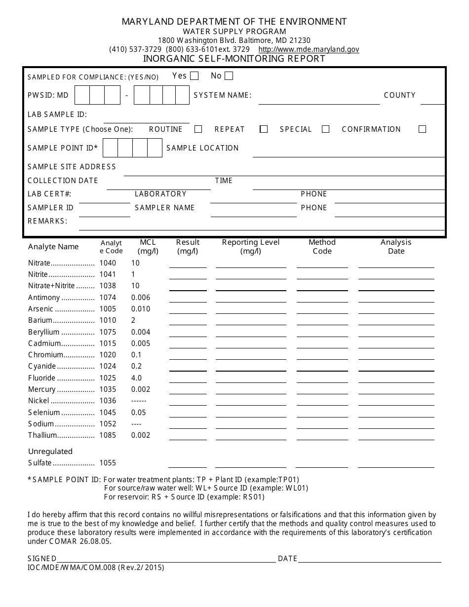 Form IOC/MDE/WMA/COM.008 - Fill Out, Sign Online and Download Fillable ...