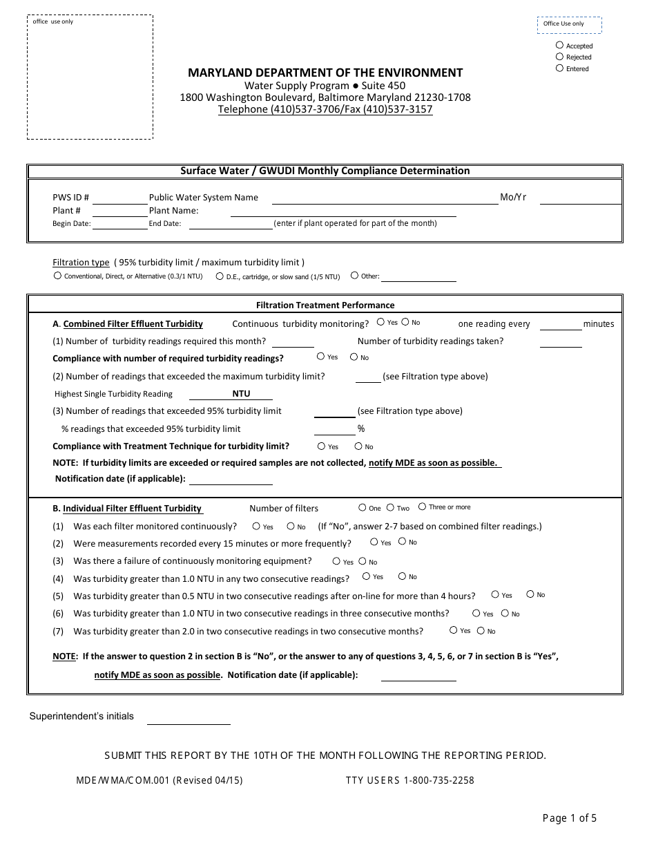 Form MDE/WMA/COM.001 - Fill Out, Sign Online and Download Printable PDF ...