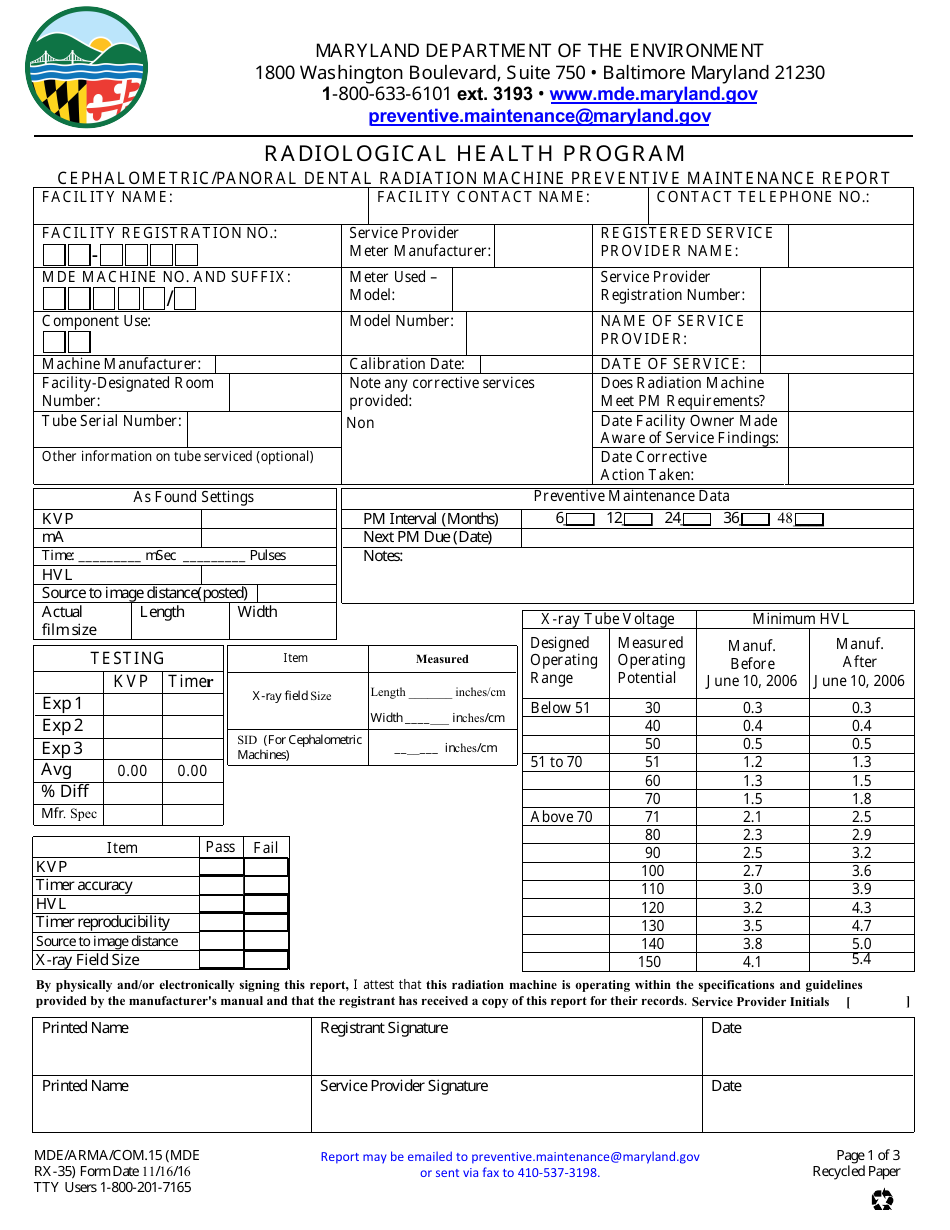 Form RX35 - Fill Out, Sign Online and Download Fillable PDF, Maryland ...