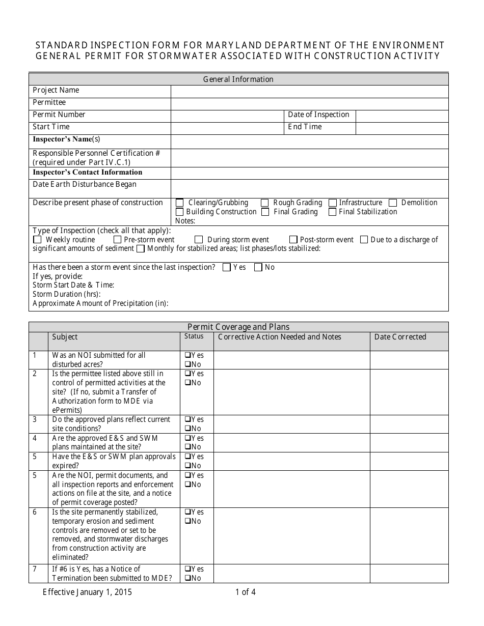 Maryland General Permit for Stormwater Associated With Construction ...