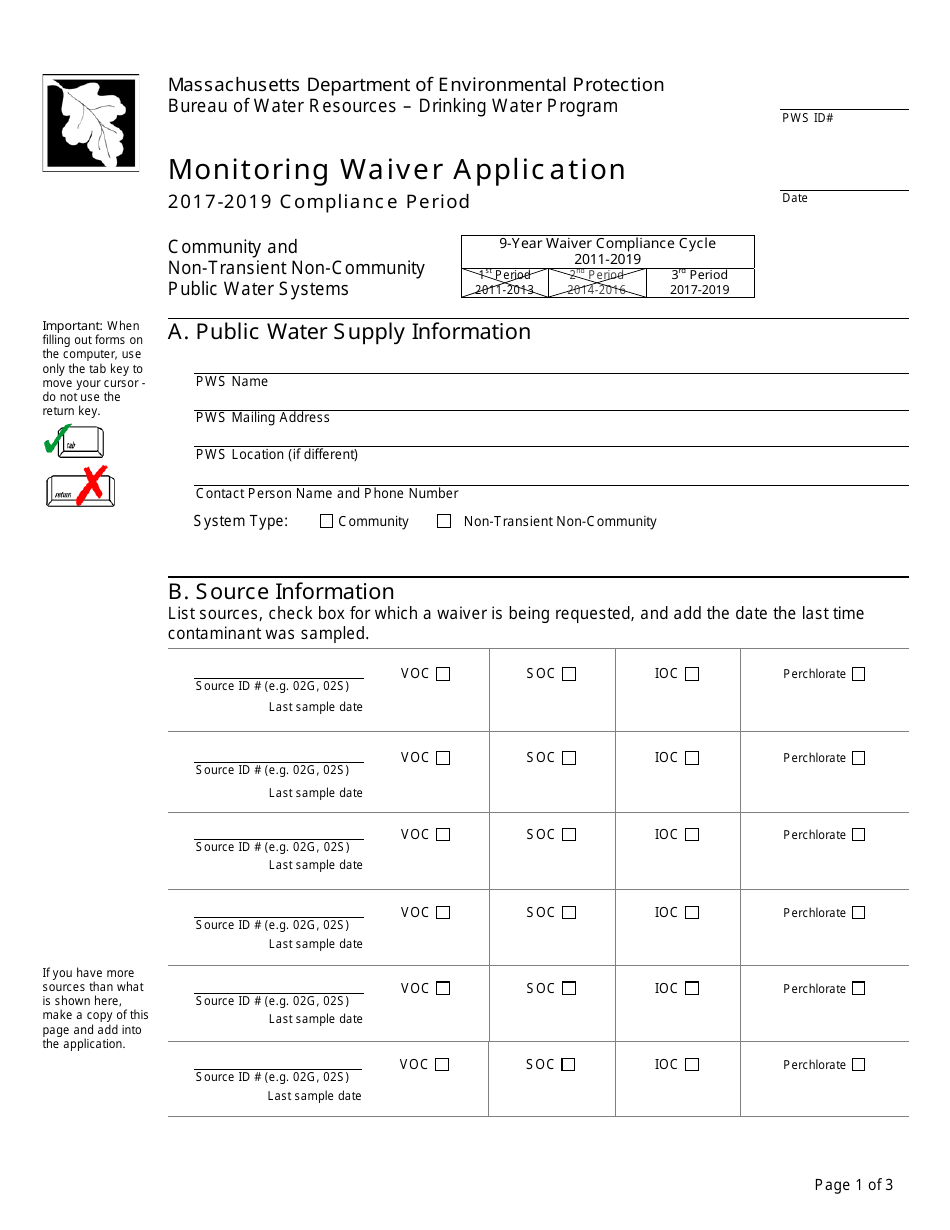 2019 Massachusetts Monitoring Waiver Application Form - Fill Out, Sign ...