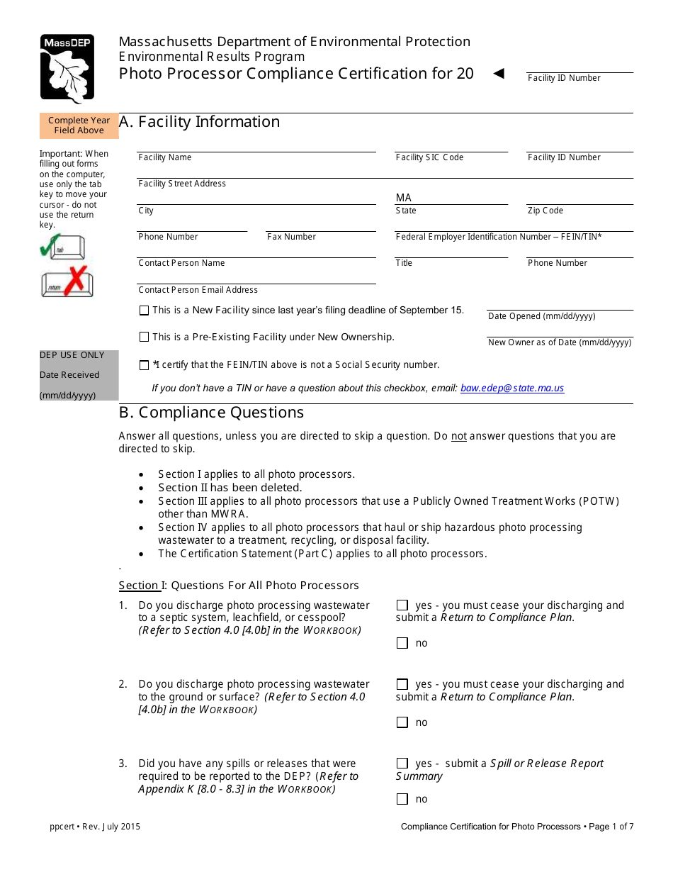 Massachusetts Photo Processor Compliance Certification Form - Fill Out ...
