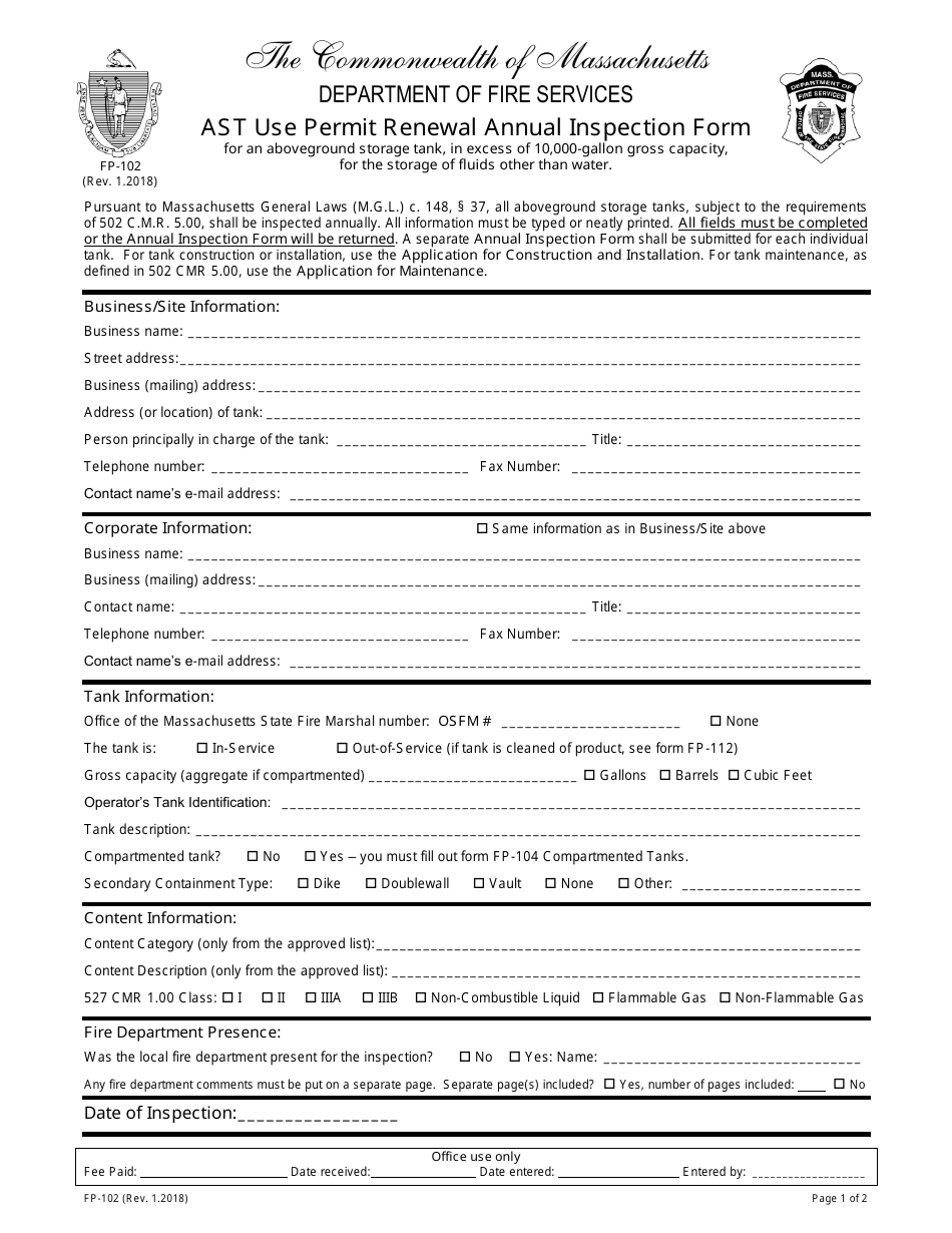 Form FP-102 - Fill Out, Sign Online and Download Printable PDF ...