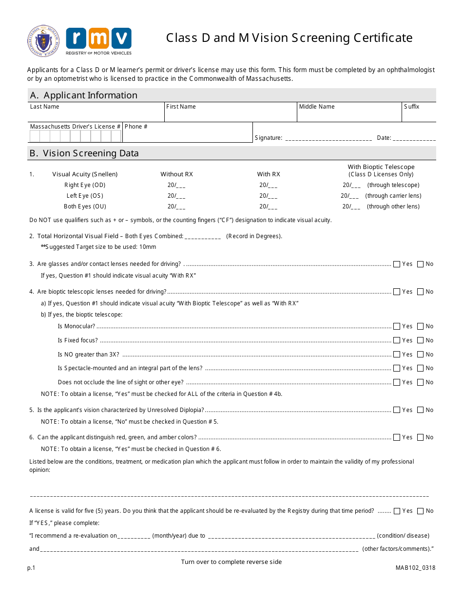 Form MAB102 - Fill Out, Sign Online and Download Fillable PDF ...
