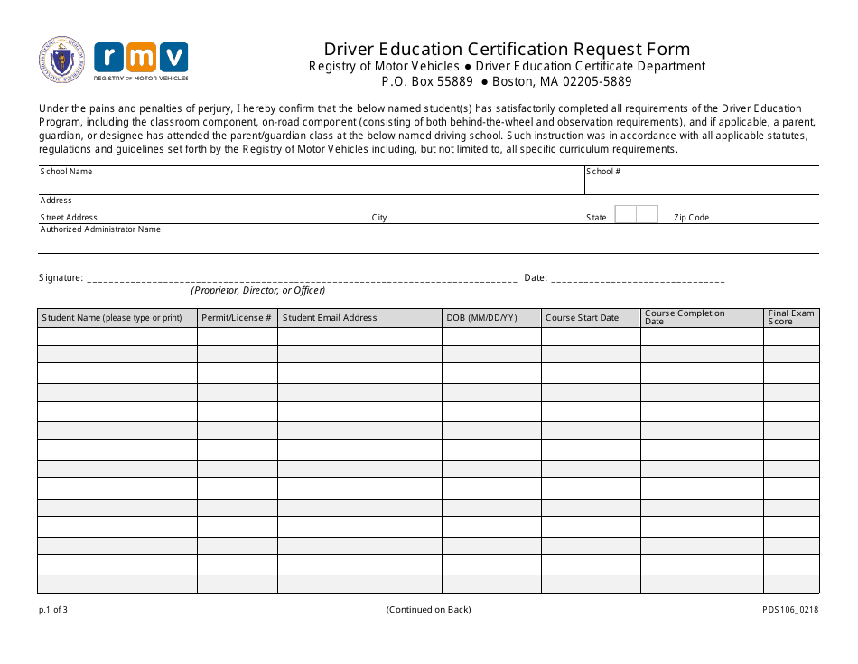 Form PDS106 - Fill Out, Sign Online and Download Fillable PDF ...