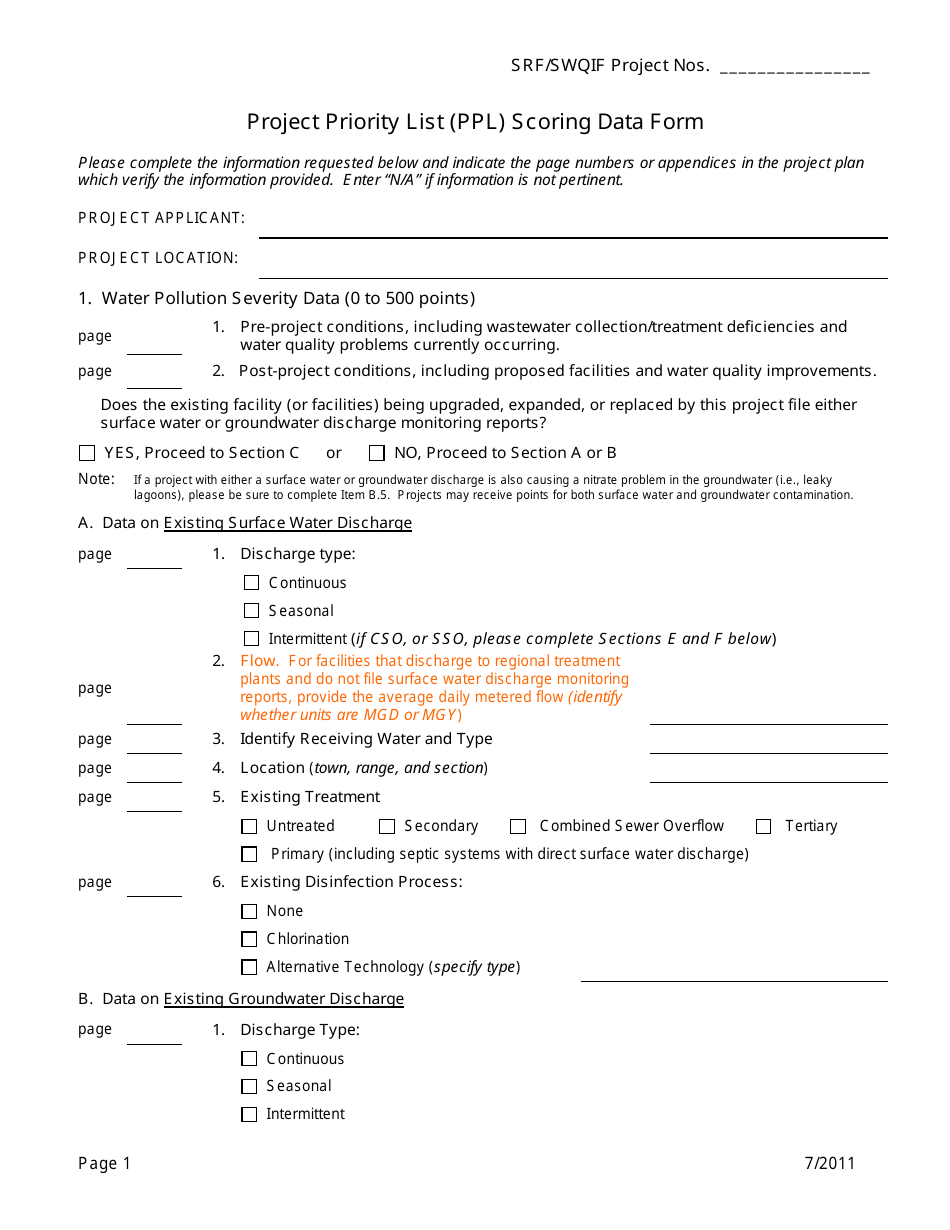 Michigan Project Priority List (Ppl) Scoring Data Form - Fill Out, Sign ...