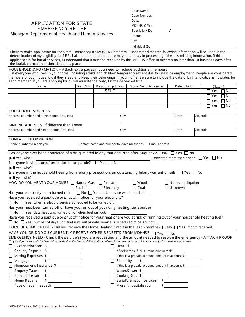 Form DHS-1514 - Fill Out, Sign Online and Download Printable PDF ...