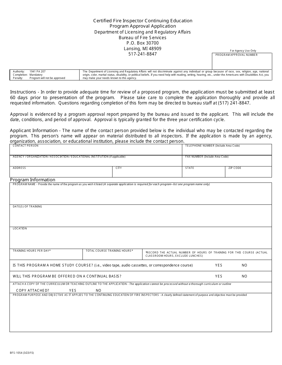 Form BFS-1054 - Fill Out, Sign Online and Download Printable PDF ...