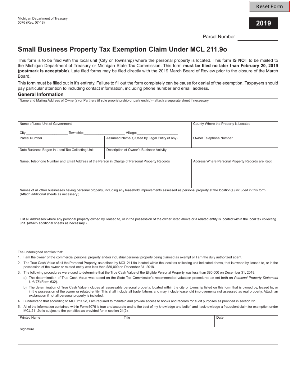 Form 5076 - 2019 - Fill Out, Sign Online and Download Fillable PDF ...