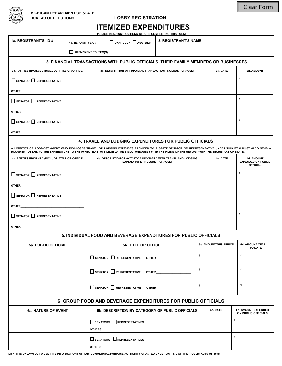 Form LR-4 - Fill Out, Sign Online and Download Fillable PDF, Michigan ...