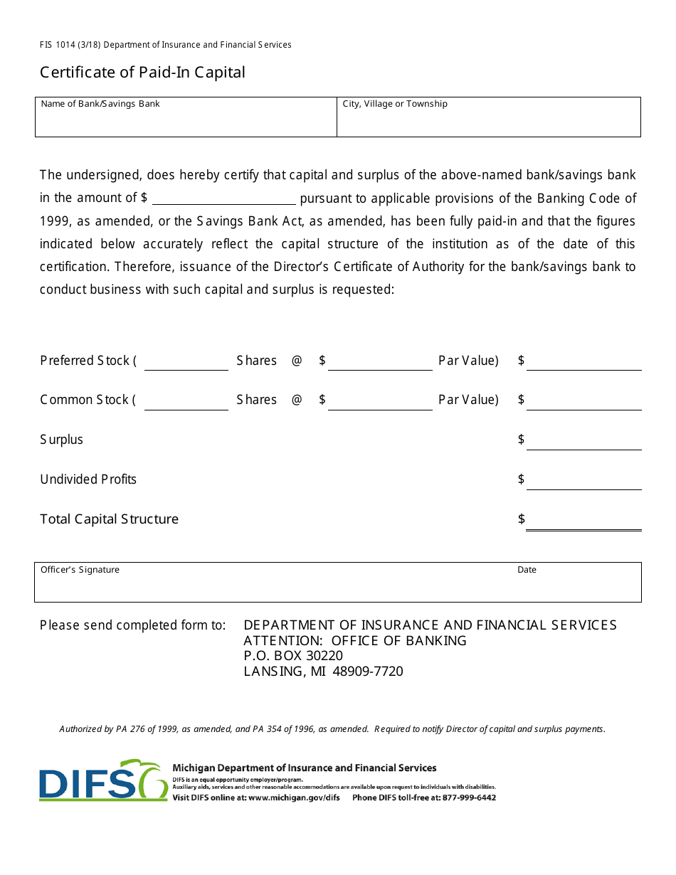 Form FIS1014 - Fill Out, Sign Online and Download Fillable PDF ...