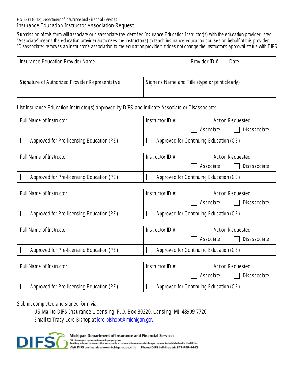 Form FIS2331 - Fill Out, Sign Online and Download Fillable PDF ...