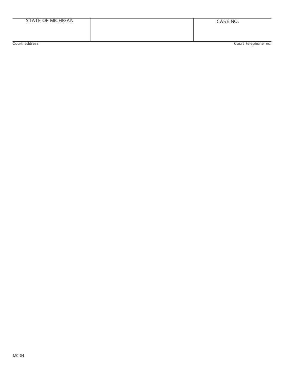 Form MC04 - Fill Out, Sign Online and Download Fillable PDF, Michigan ...