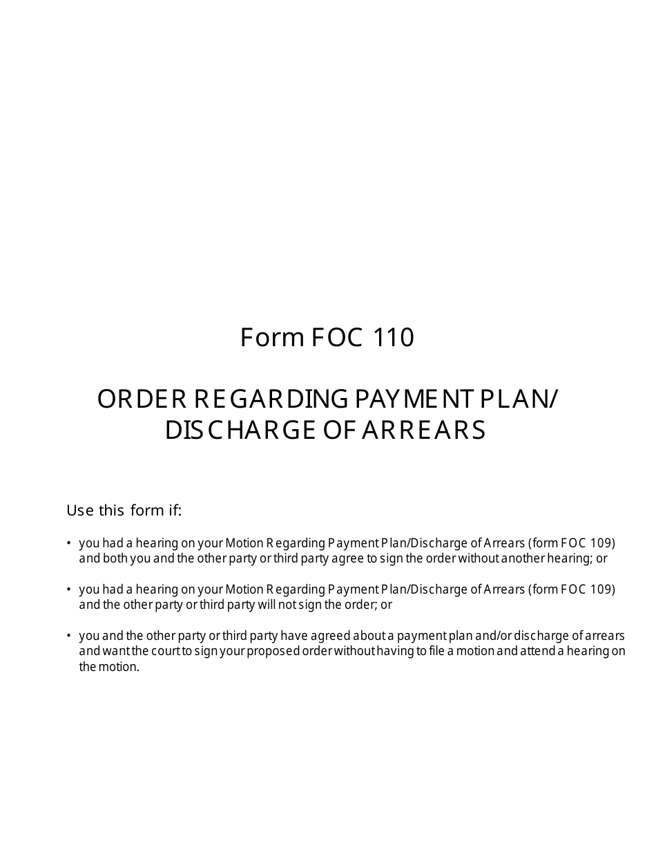Form FOC110 - Fill Out, Sign Online and Download Fillable PDF, Michigan ...