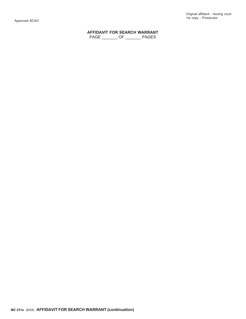 Form MC231A - Fill Out, Sign Online and Download Fillable PDF, Michigan ...