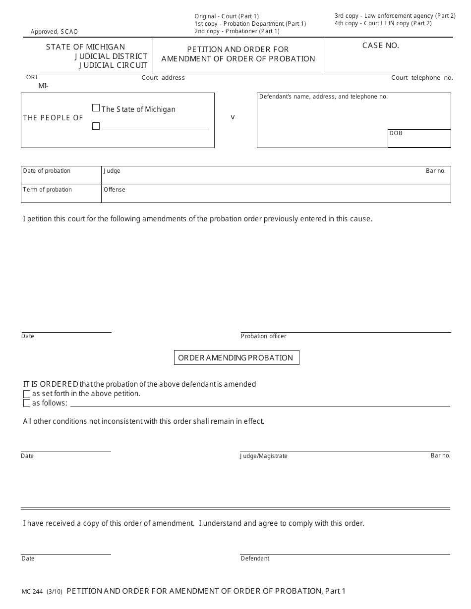 Form MC244 - Fill Out, Sign Online and Download Fillable PDF, Michigan ...