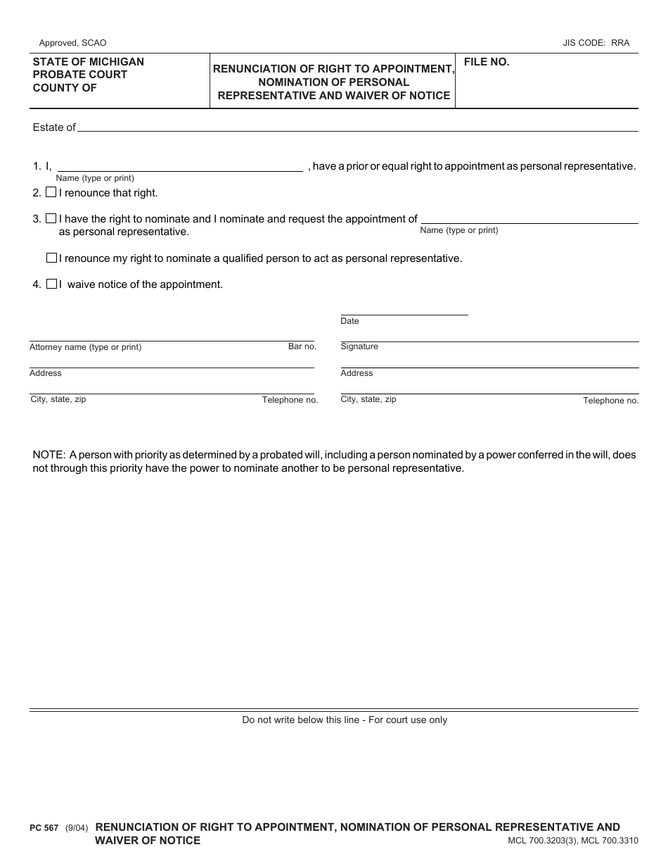 Form PC567 - Fill Out, Sign Online and Download Fillable PDF, Michigan | Templateroller