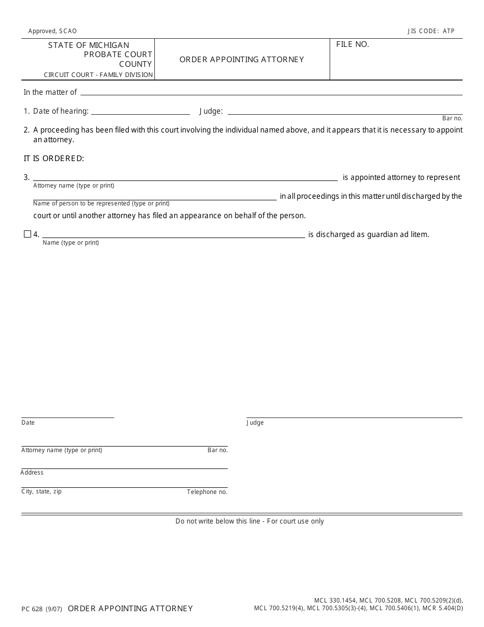 Form PC628 - Fill Out, Sign Online and Download Fillable PDF, Michigan ...