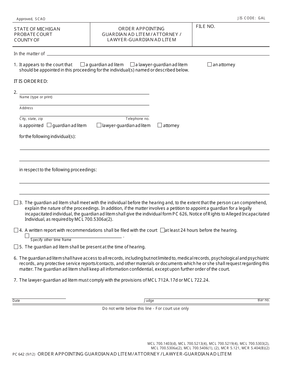 Form PC642 - Fill Out, Sign Online and Download Fillable PDF, Michigan ...